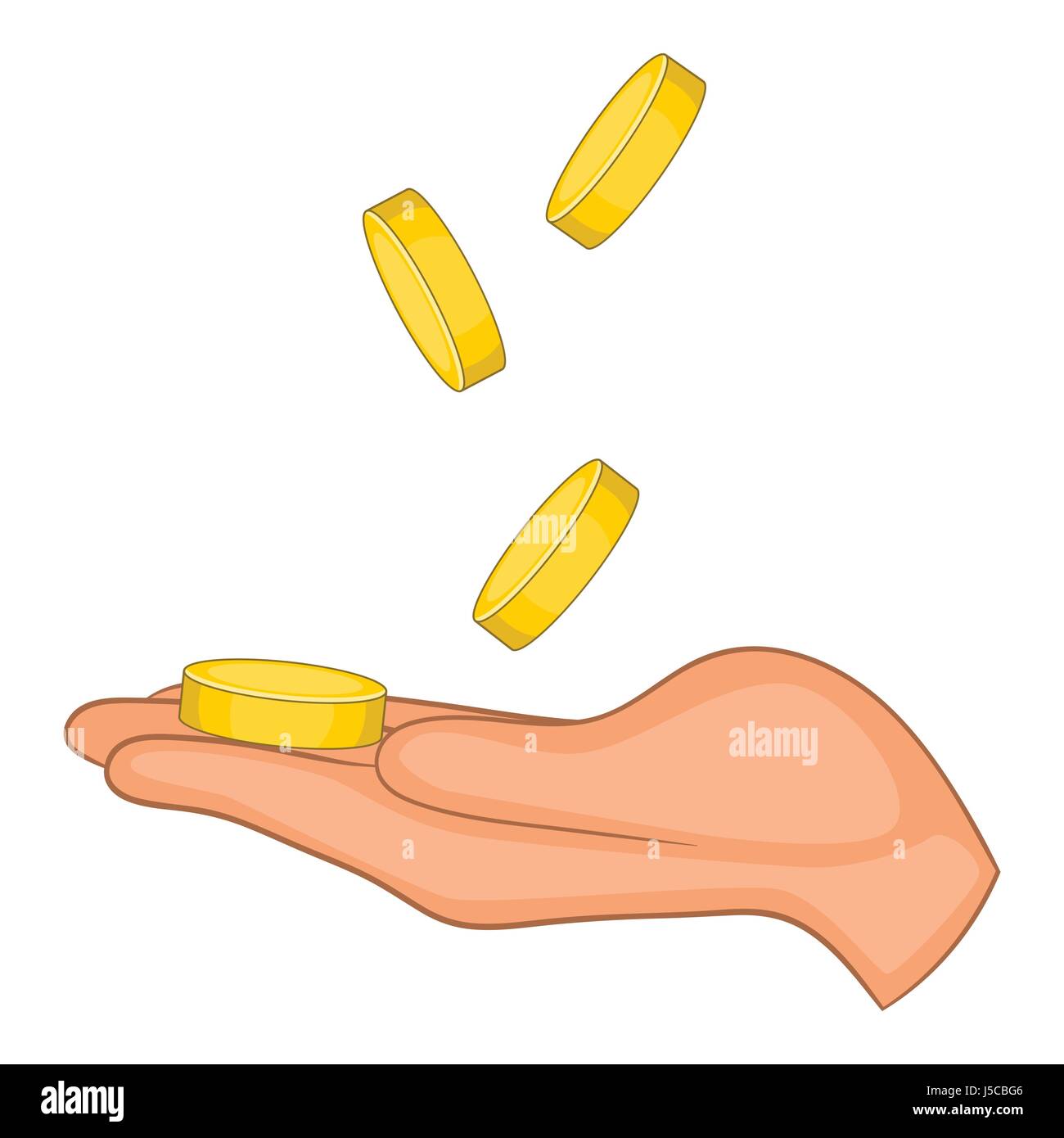 Coins on hand icon. Cartoon illustration of coins on hand vector icon ...