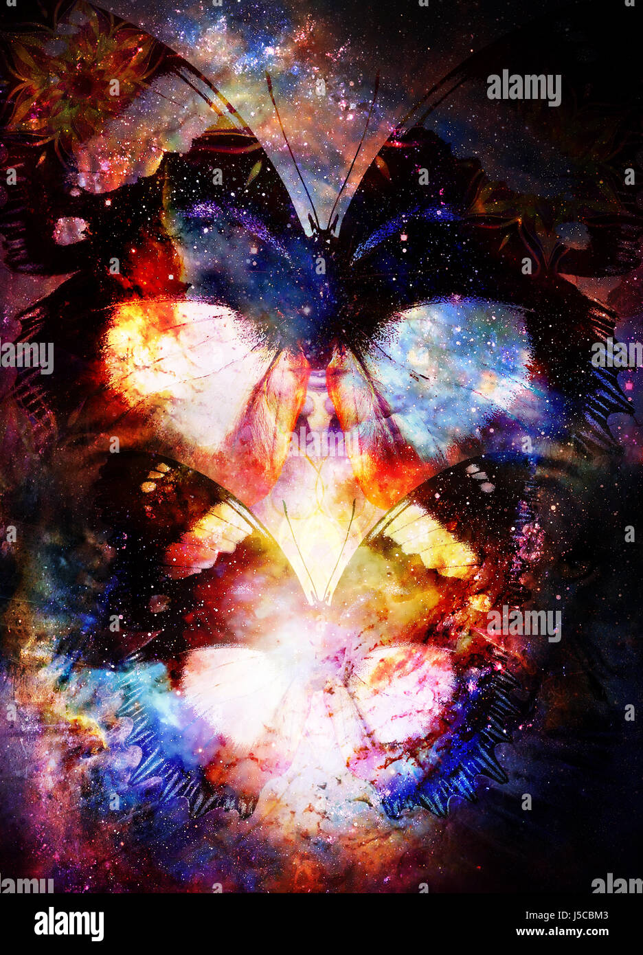 butterfly in cosmic space. Color cosmic abstract background Stock Photo ...