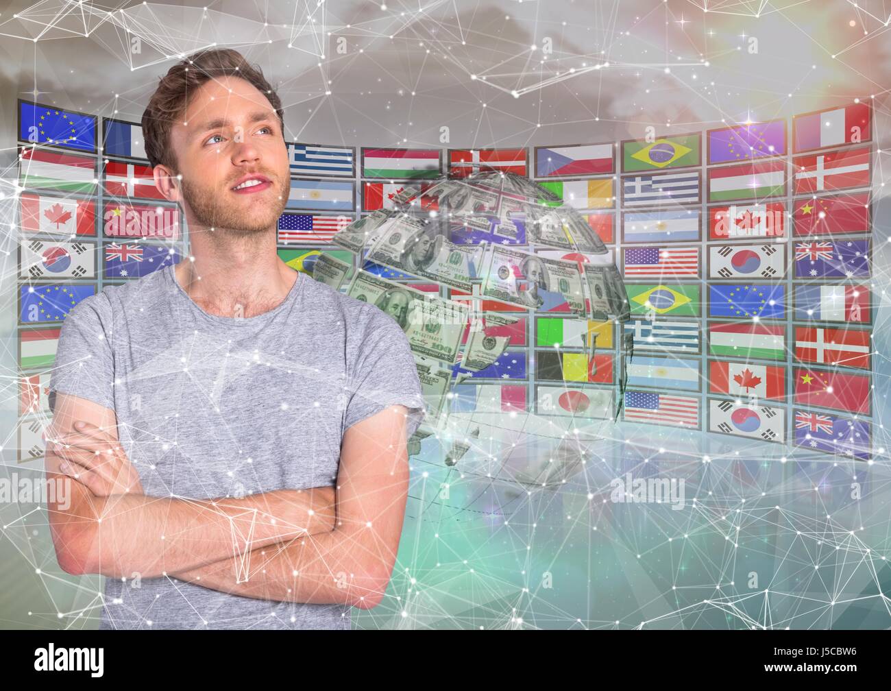 Digital composite panel flags money earth hi-res stock photography and ...