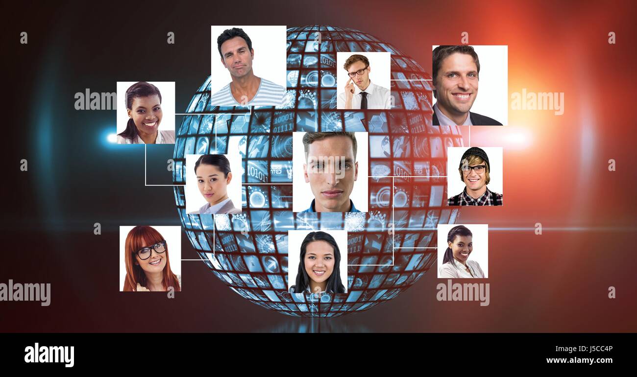 Digital composite of Digital composite image of portraits attached to ...