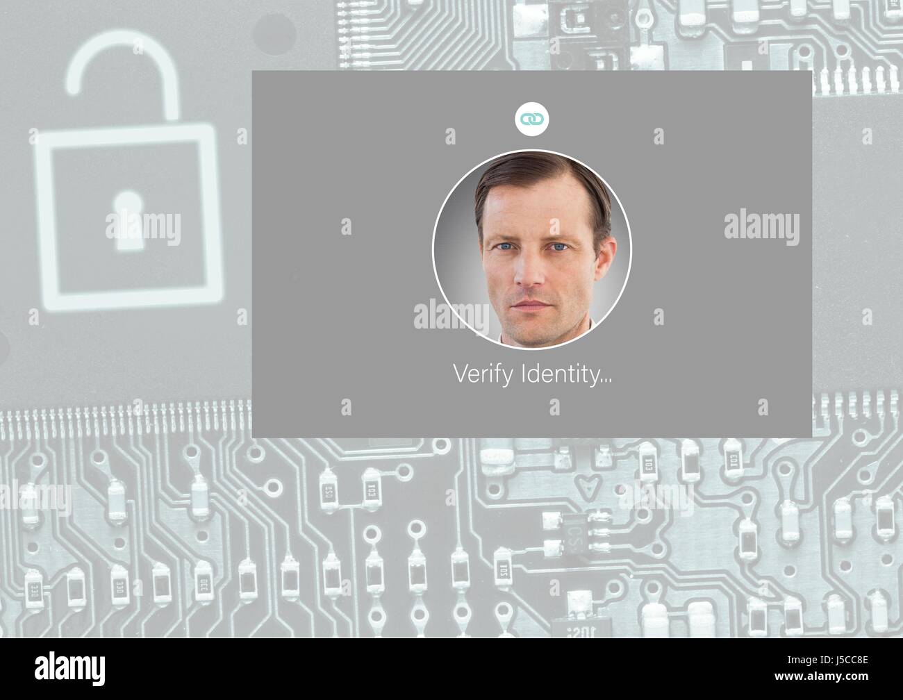 Digital composite of Identity Verify security App Interface Stock Photo ...
