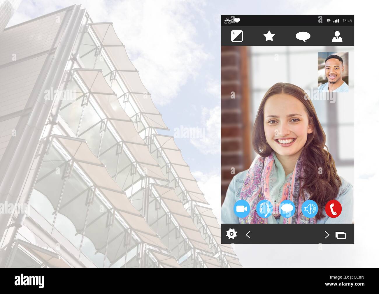 Digital composite of Social Video Chat App Interface Stock Photo - Alamy