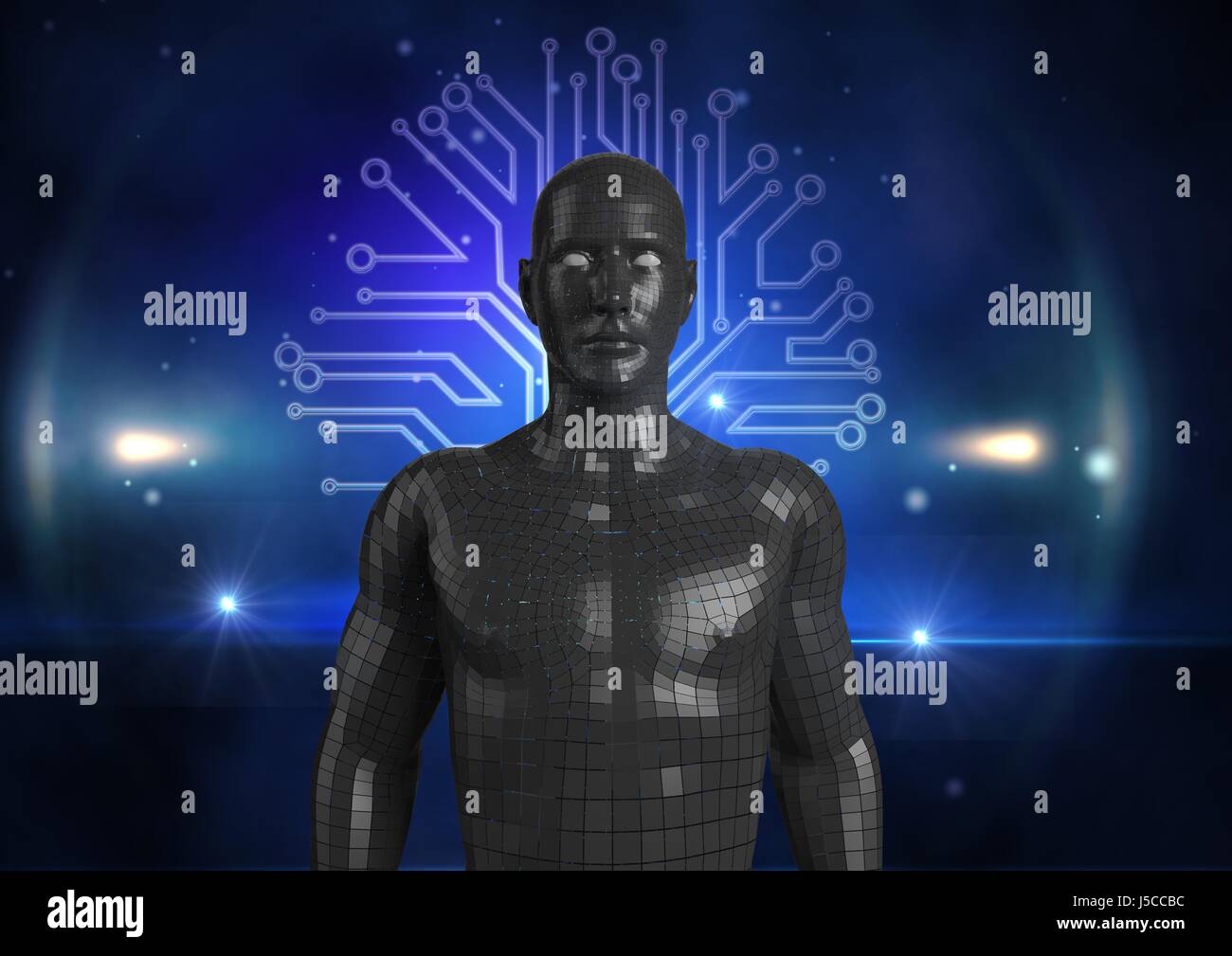 Digital composite of 3d human over abstract background Stock Photo - Alamy