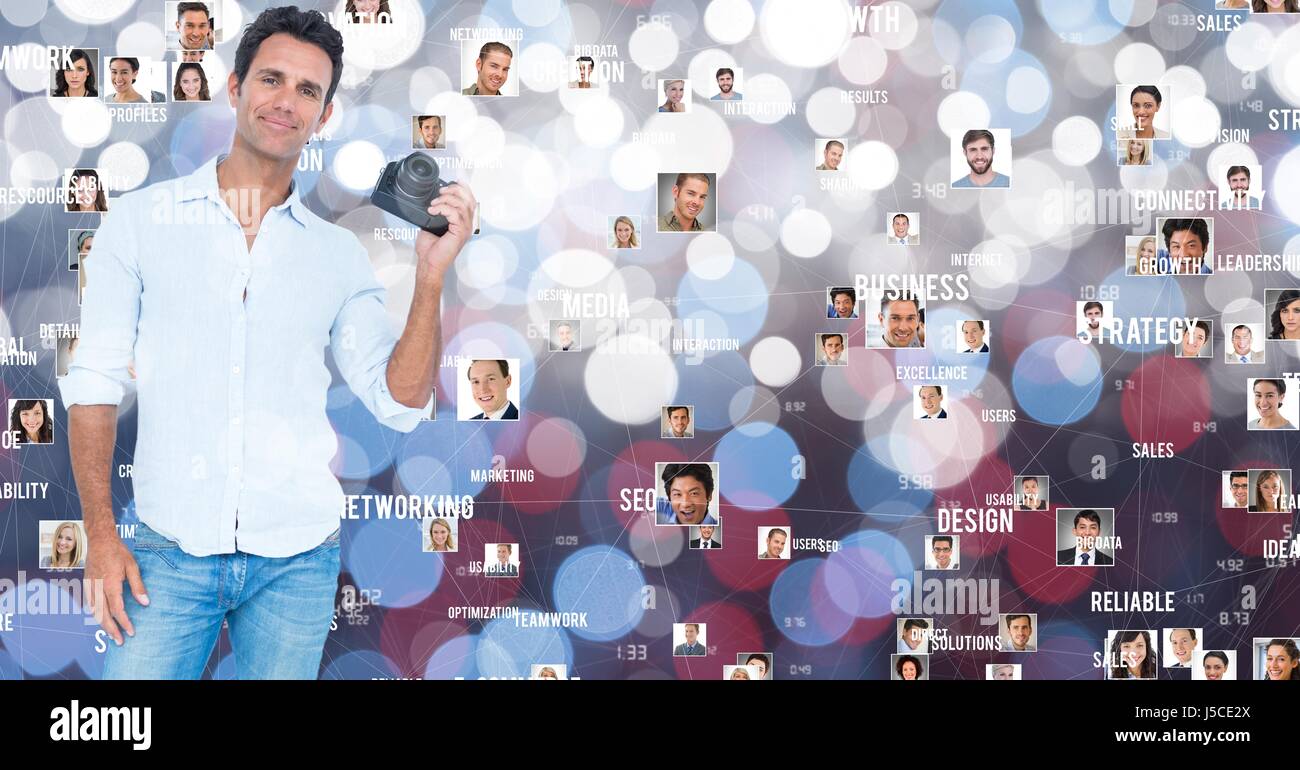 Digital composite of Confident photographer with flying portrait Stock ...