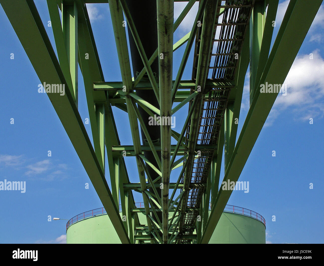 industry green bridge industrial plant steel work factory silo way of ...