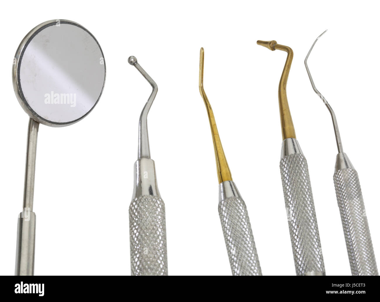 Five Medical instruments od a dentist on white background Stock Photo ...