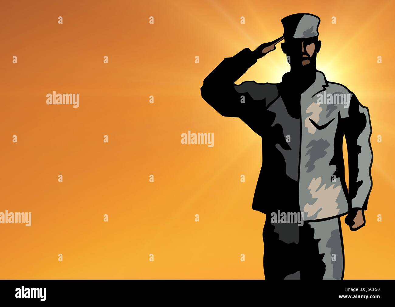 Cartoon Woman Soldier Saluting
