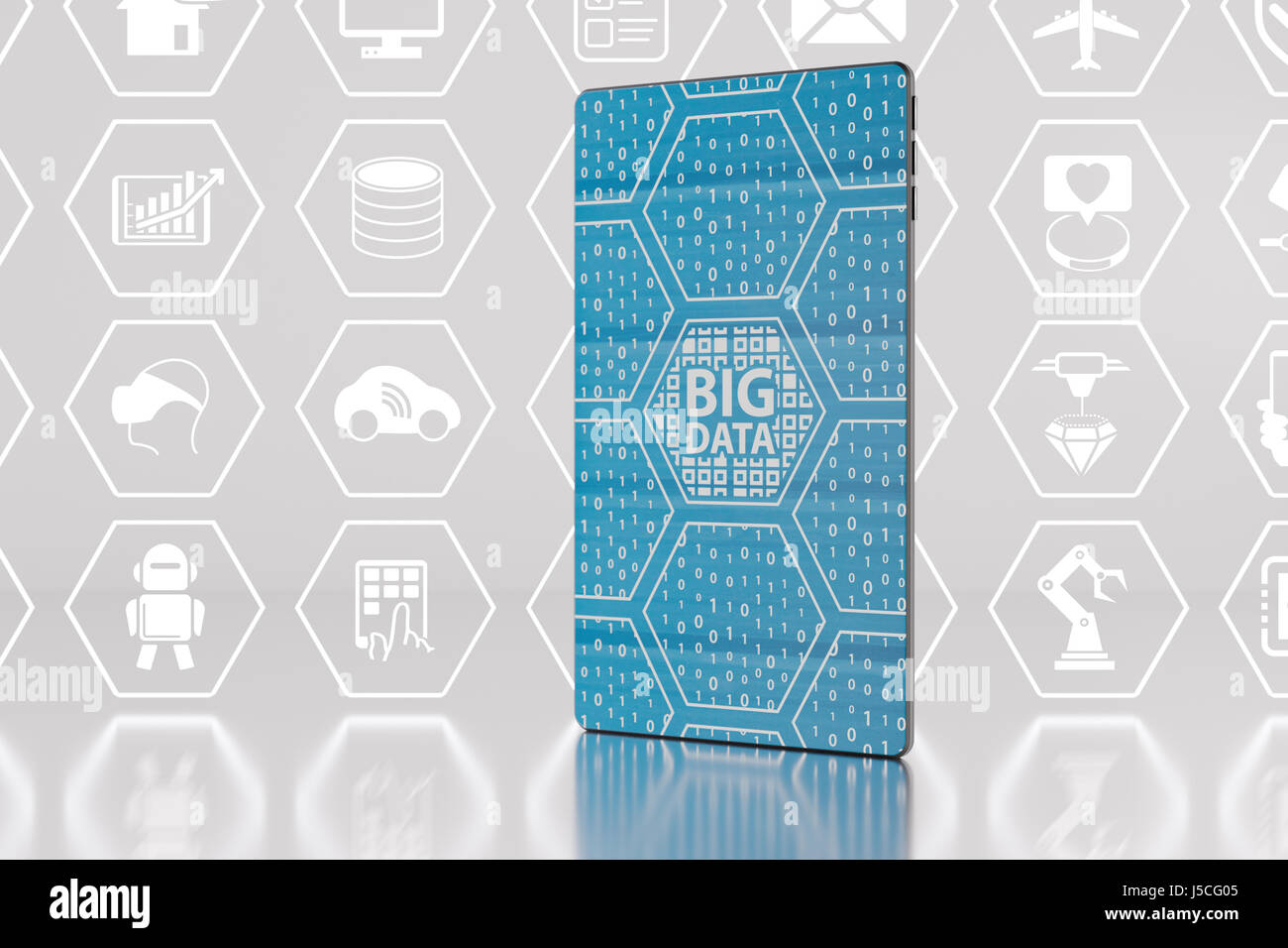 Futuristic Big data / analytics concept with smartphone as 3d ...