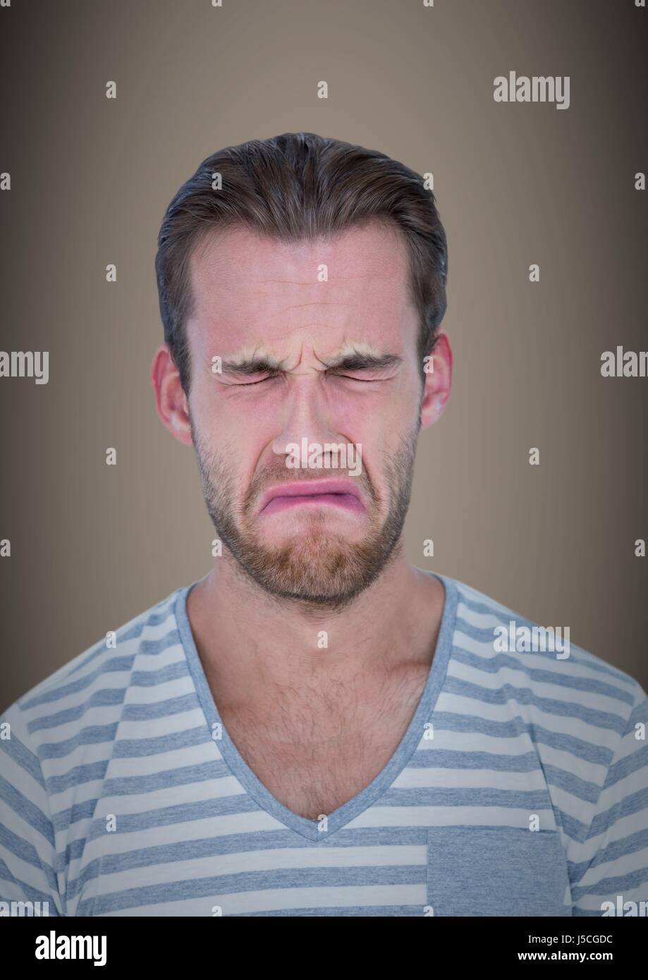 Digital composite of Man crying against brown background Stock Photo ...
