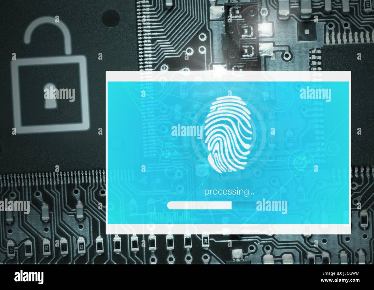 Digital composite of Identity Verify security fingerprint App Interface Stock Photo - Alamy