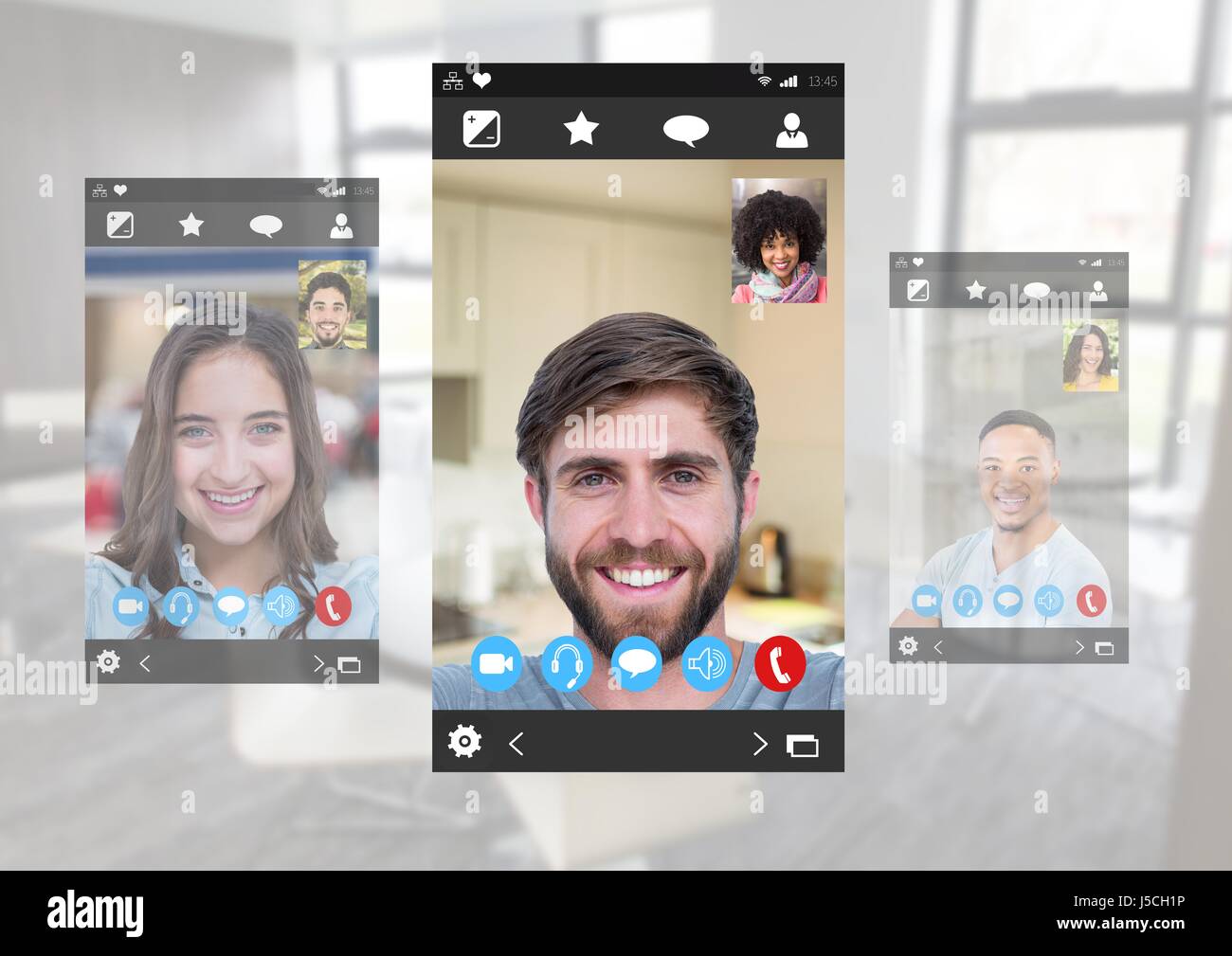 Digital composite of Social Video Chat App Interface Stock Photo - Alamy