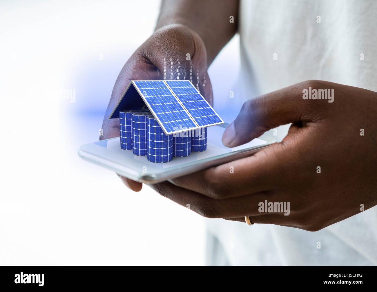 Digital composite of battery house on mobile Stock Photo - Alamy