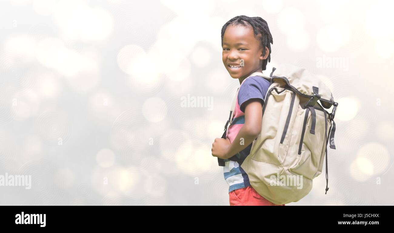 Digital composite of Side view of girl carrying backpack Stock Photo ...