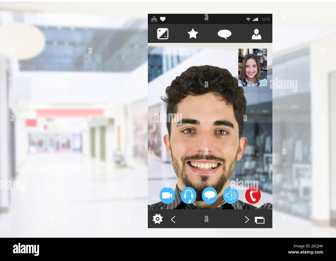 Digital composite of Social Video Chat App Interface Stock Photo - Alamy