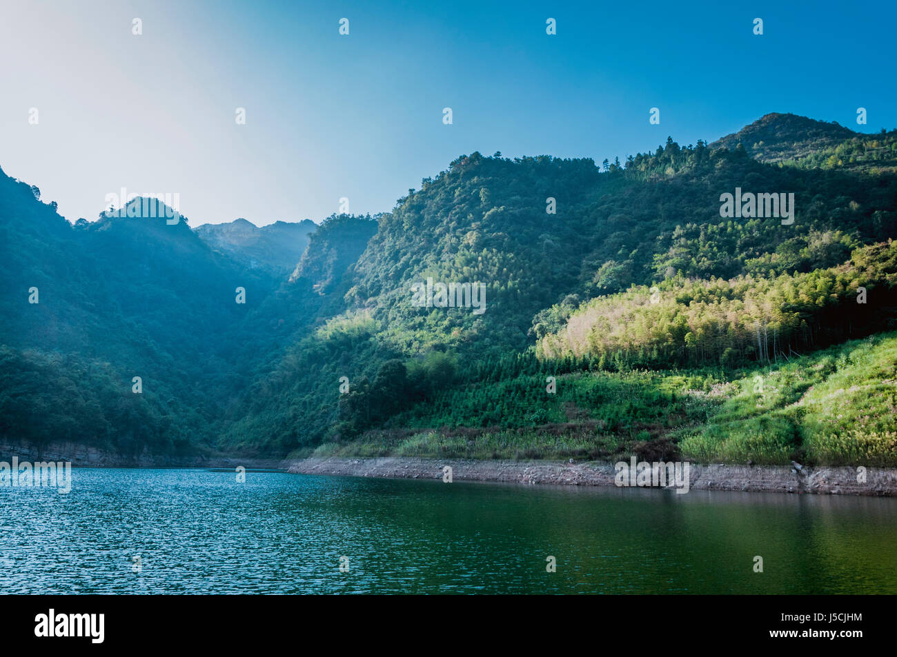 Beautiful reservoir scenery in summer Stock Photo - Alamy