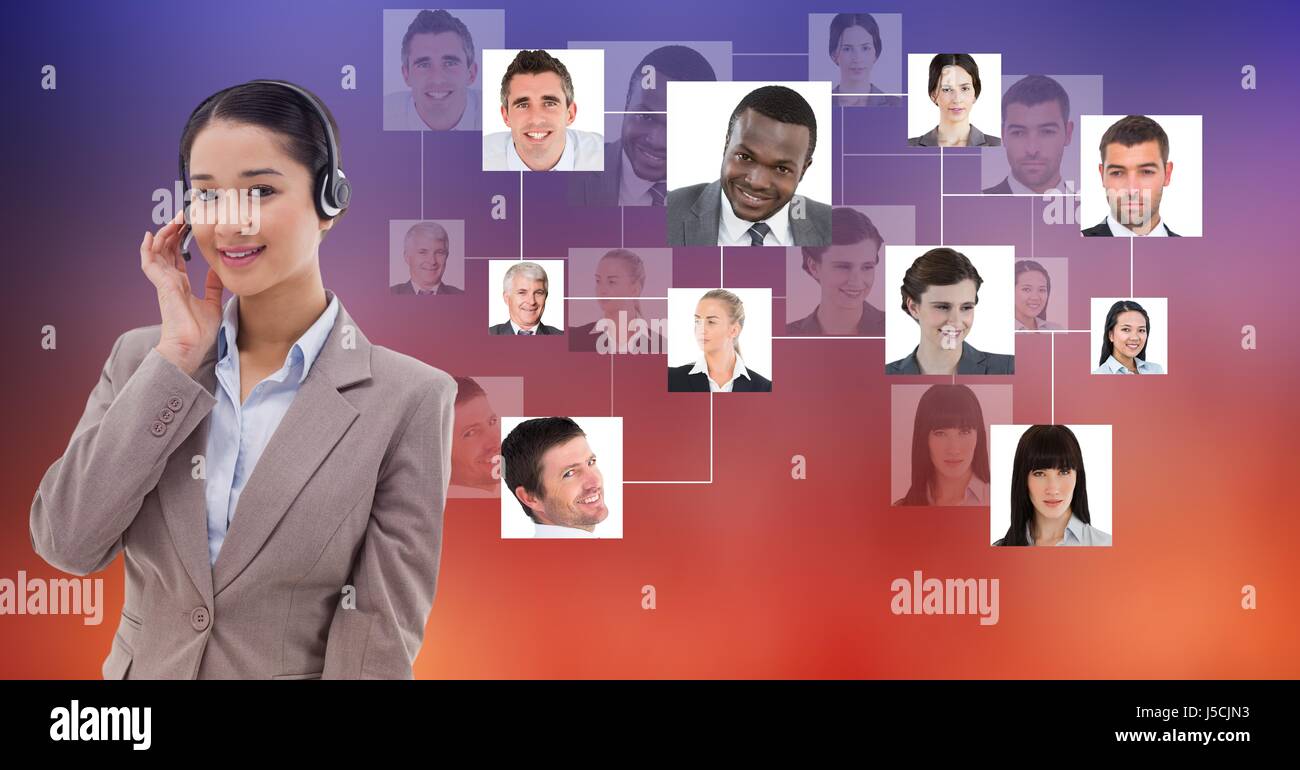 Digital composite of Female professional with portrait graphics Stock ...