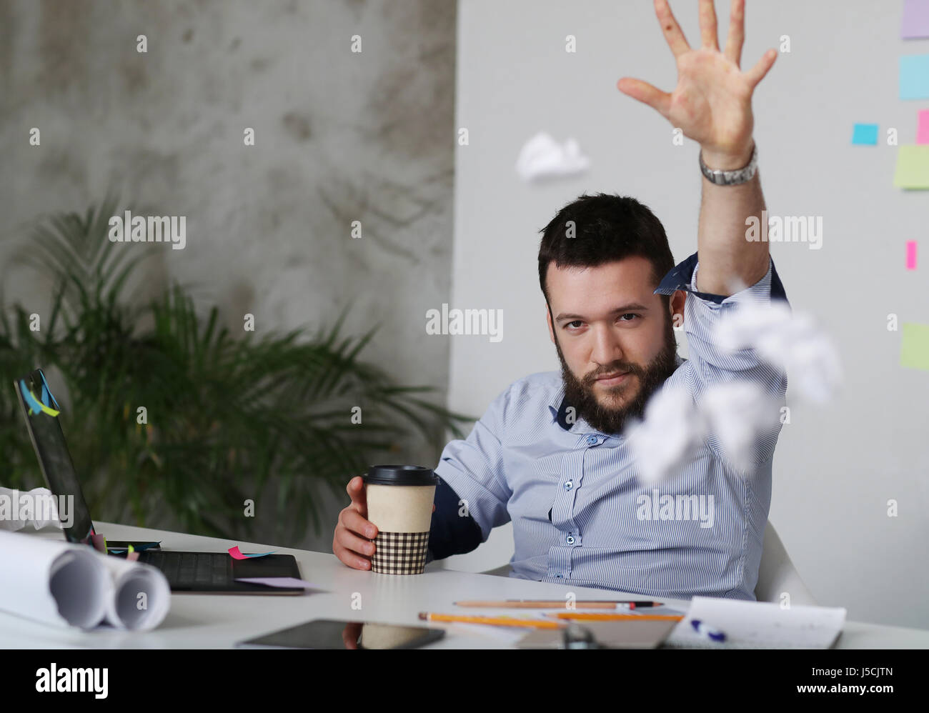 Man at work in the office Stock Photo - Alamy