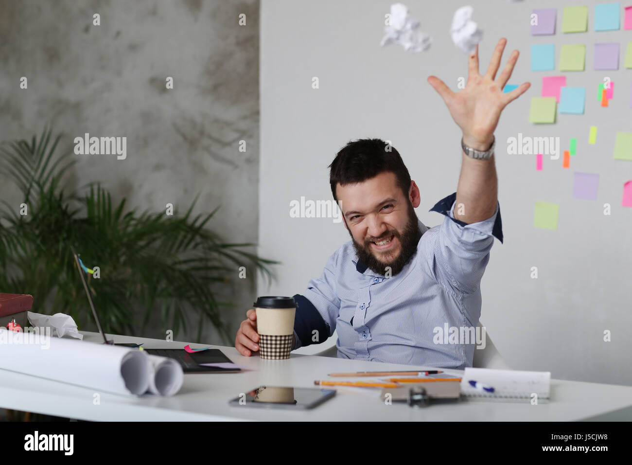 Man at work in the office Stock Photo - Alamy