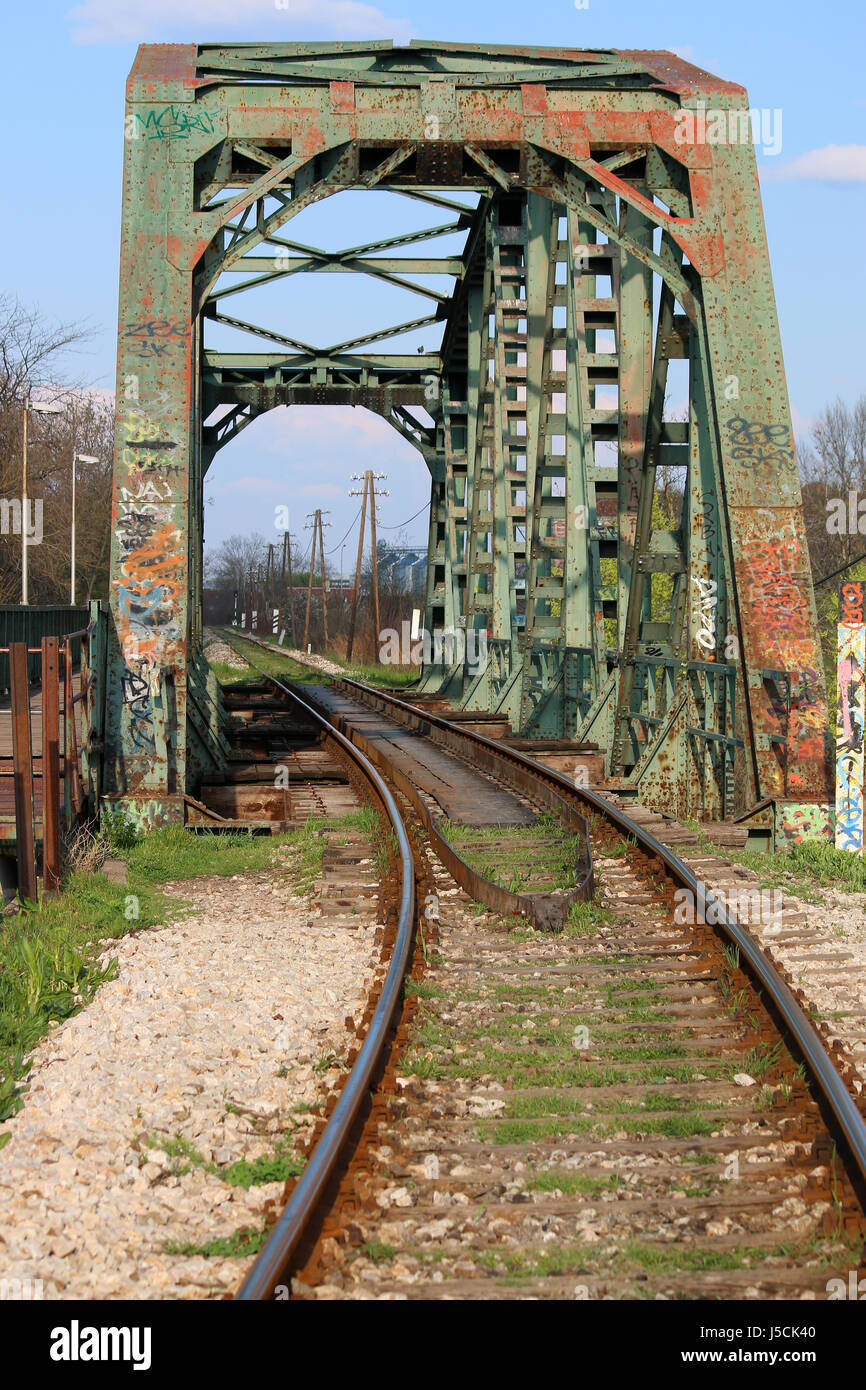 old iron railway bridge vintage Stock Photo - Alamy