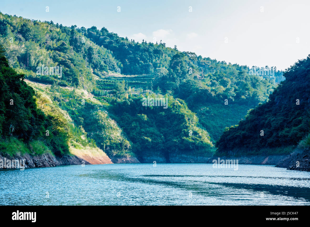 Beautiful reservoir scenery in summer Stock Photo - Alamy