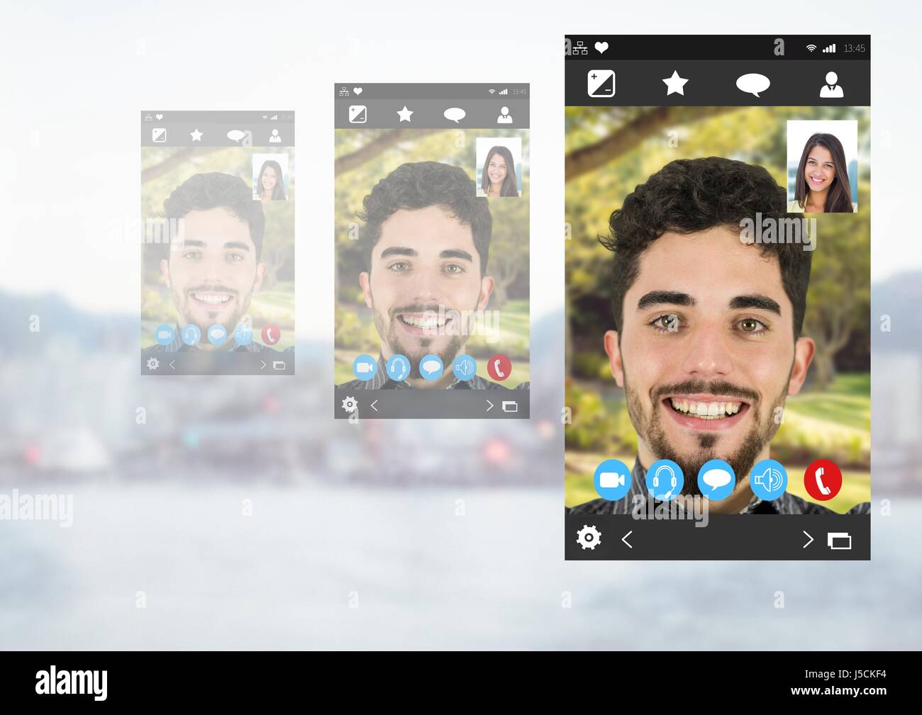 Digital composite of Social Video Chat App Interface Stock Photo - Alamy