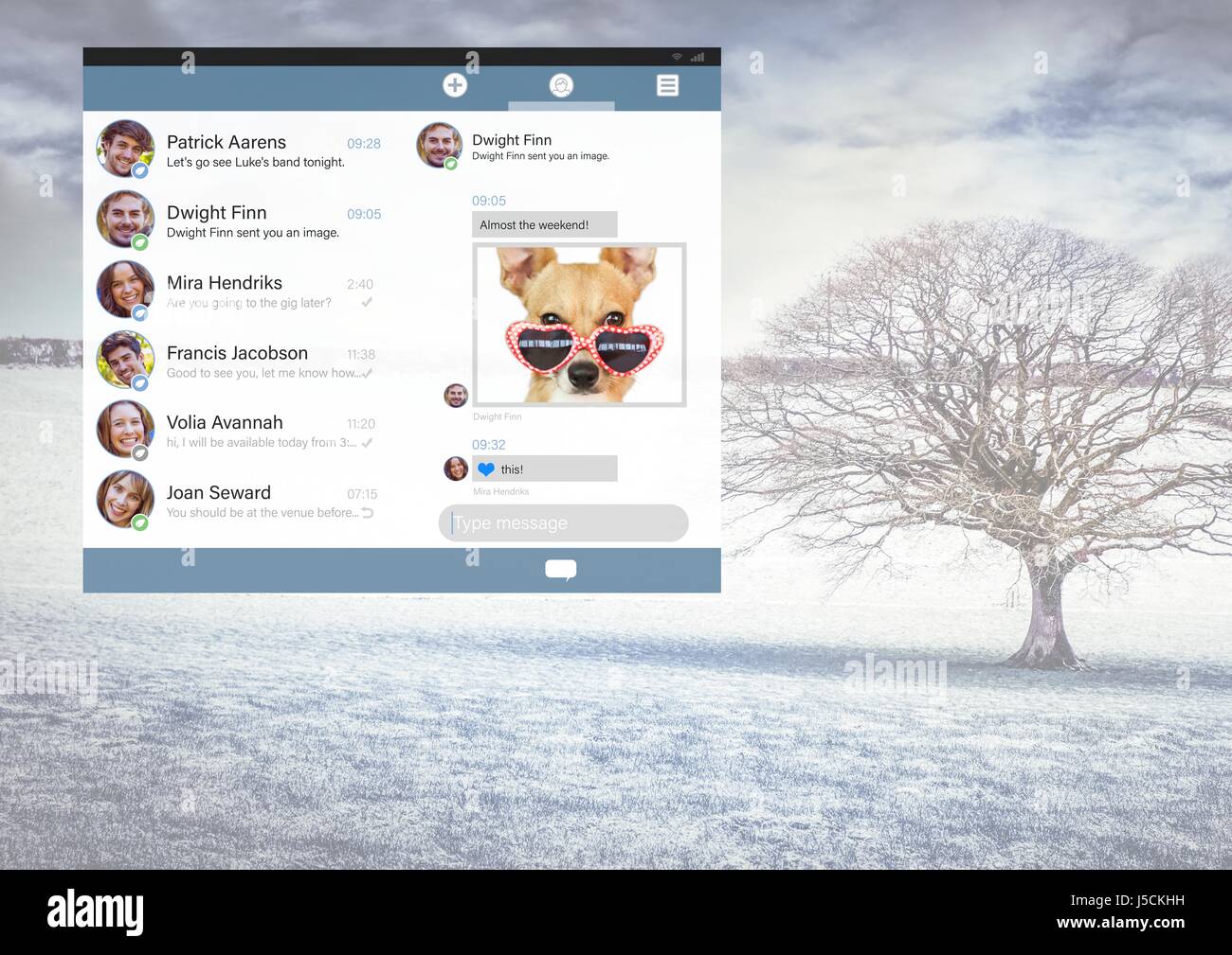 Digital composite of Social Media Messenger App Interface Stock Photo ...