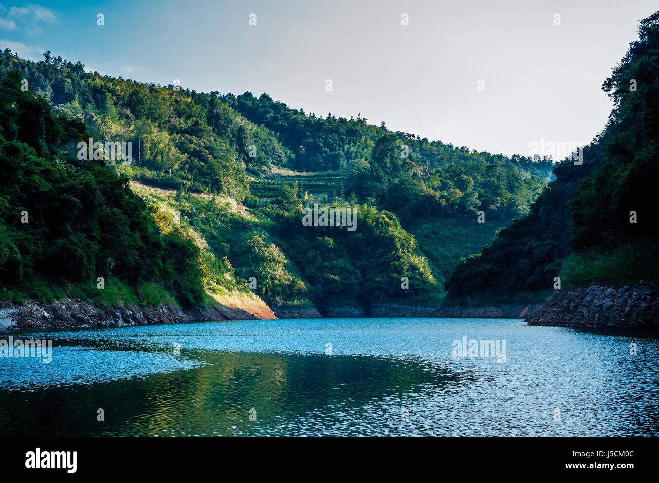 Beautiful reservoir scenery in summer Stock Photo - Alamy
