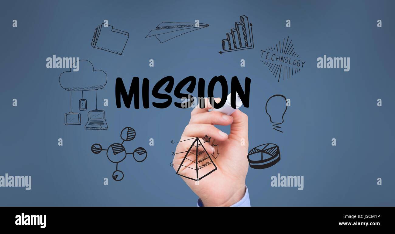 Digital composite of Hand drawing mission icons Stock Photo - Alamy