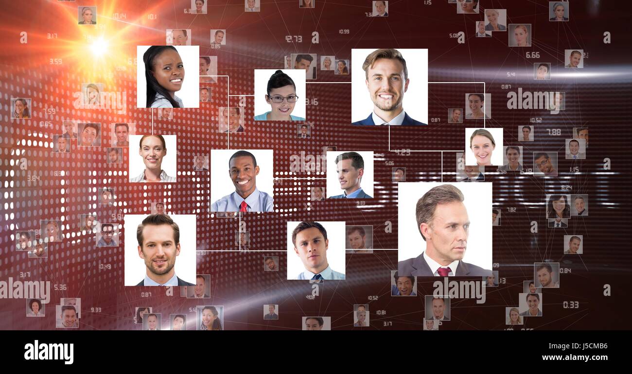 Digital composite of Business people connected against customer support ...
