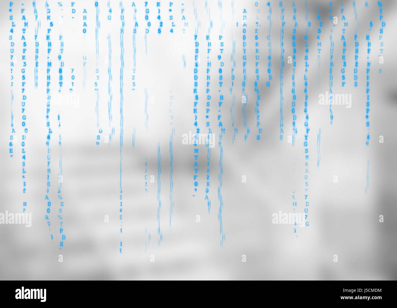 Digital composite of Blue code against blurry grey stairs Stock Photo ...