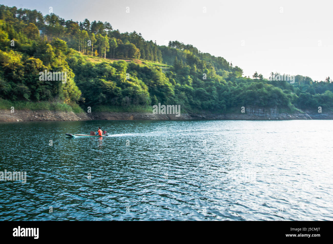 Beautiful reservoir scenery in summer Stock Photo - Alamy