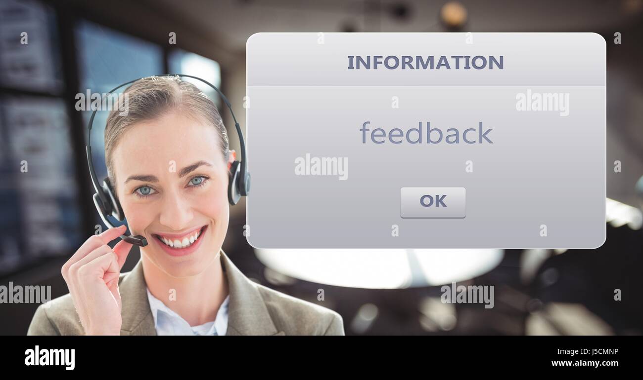 Digital composite of Customer service representative using headset by ...