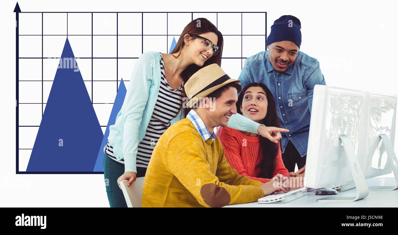 Digital composite of Hippie business people using computers against ...