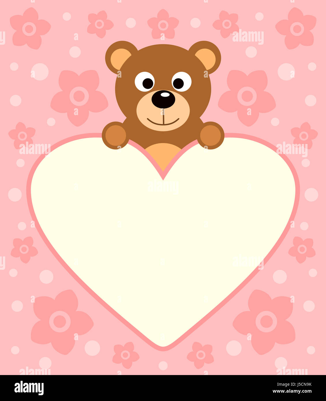 Background card with funny cartoon bear Stock Photo - Alamy