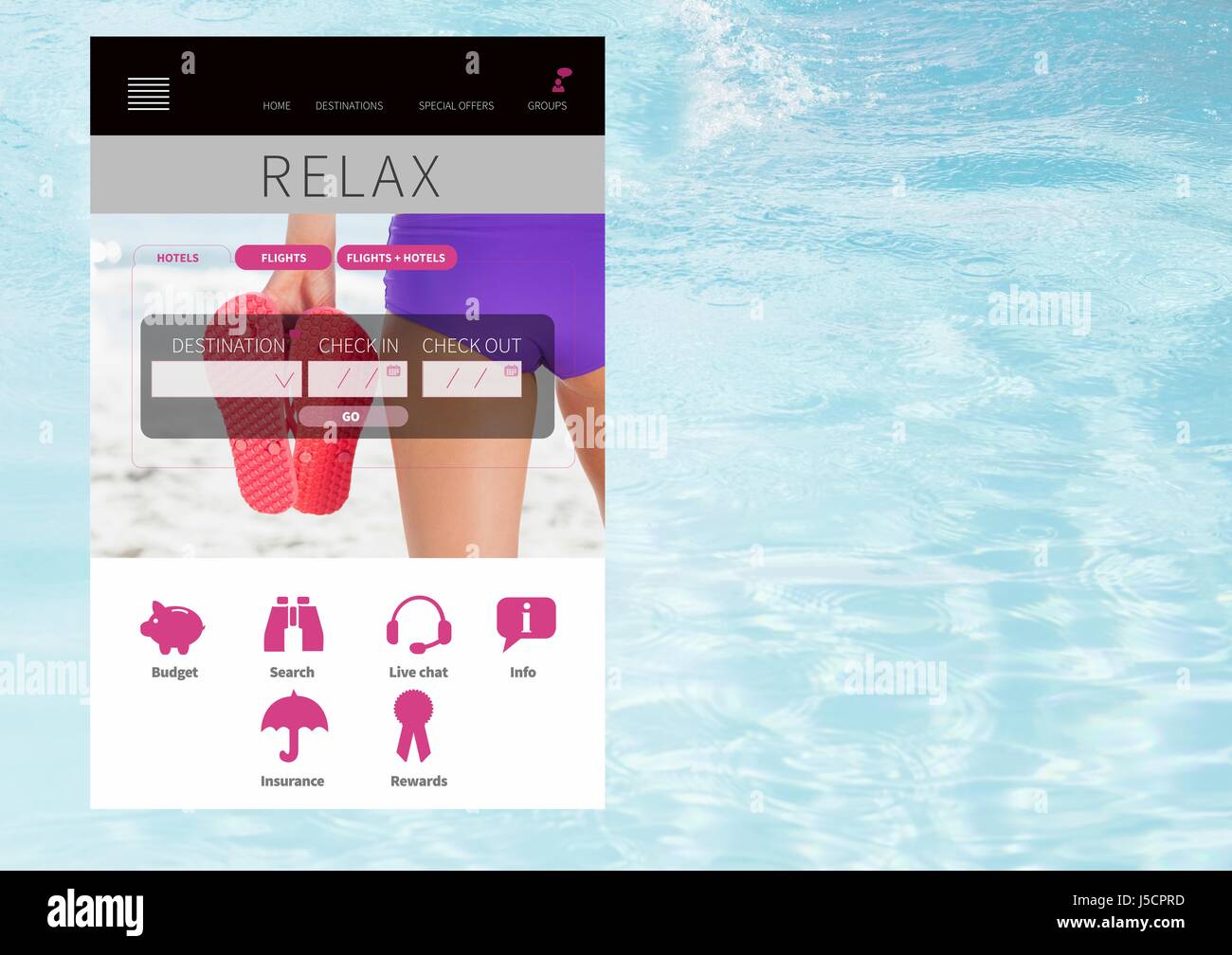 Digital composite of Relax holiday break App Interface with water Stock ...