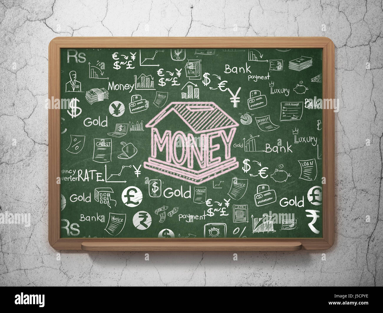 Banking concept: Money Box on School board background Stock Photo - Alamy