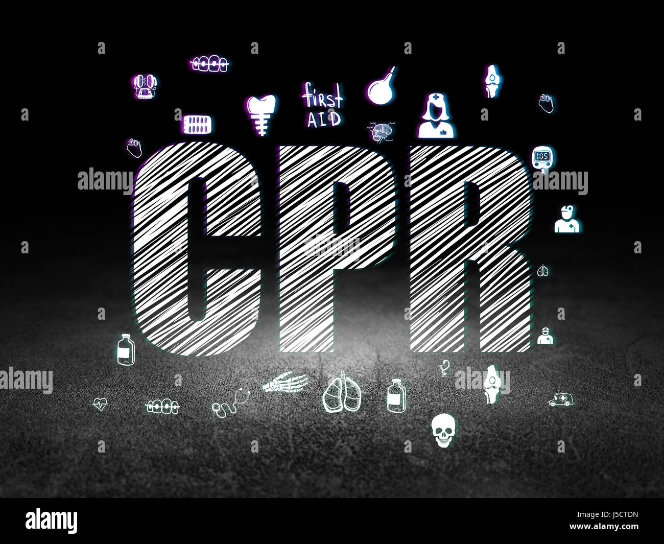 Health concept: CPR in grunge dark room Stock Photo - Alamy