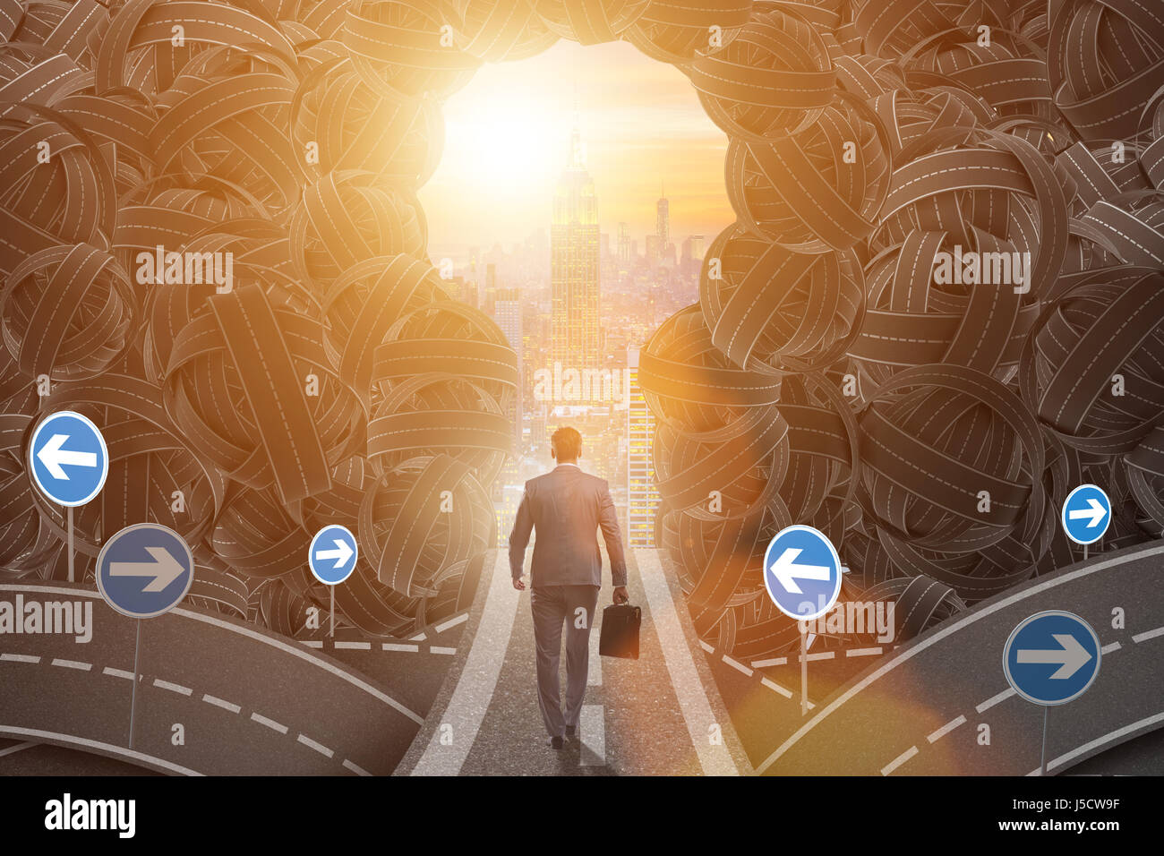 Businessman walking towards his ambition goal concept Stock Photo - Alamy