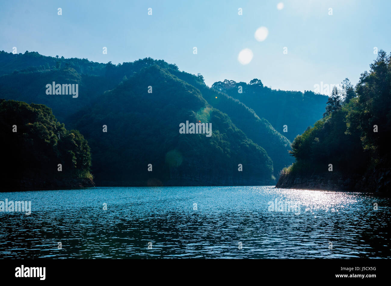 Beautiful reservoir scenery in summer Stock Photo - Alamy