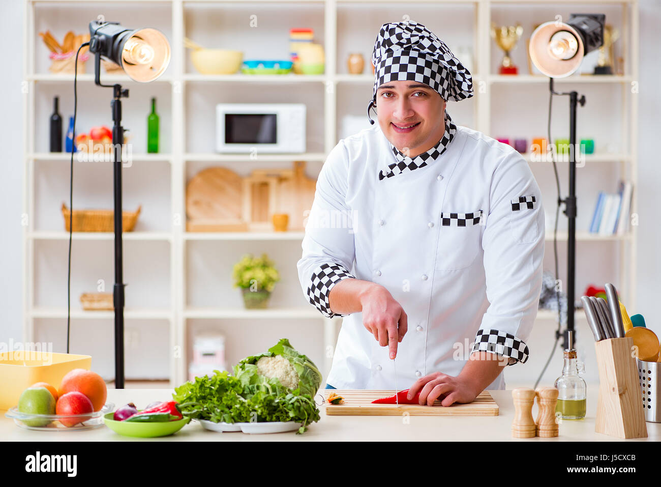 Food cooking tv show in the studio Stock Photo - Alamy