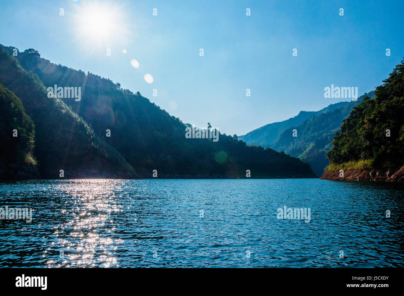 Beautiful reservoir scenery in summer Stock Photo - Alamy