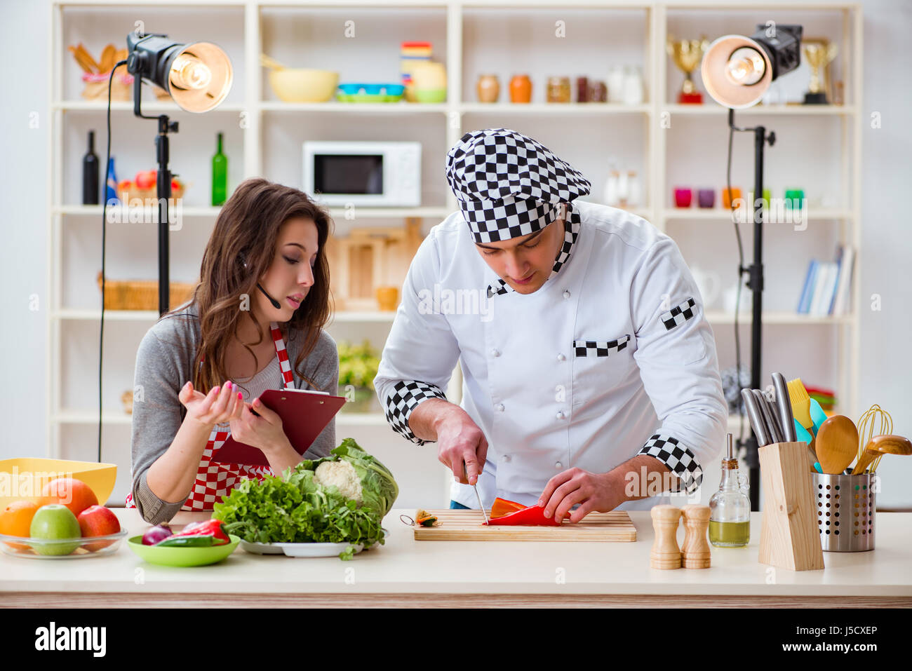 Food cooking tv show in the studio Stock Photo - Alamy