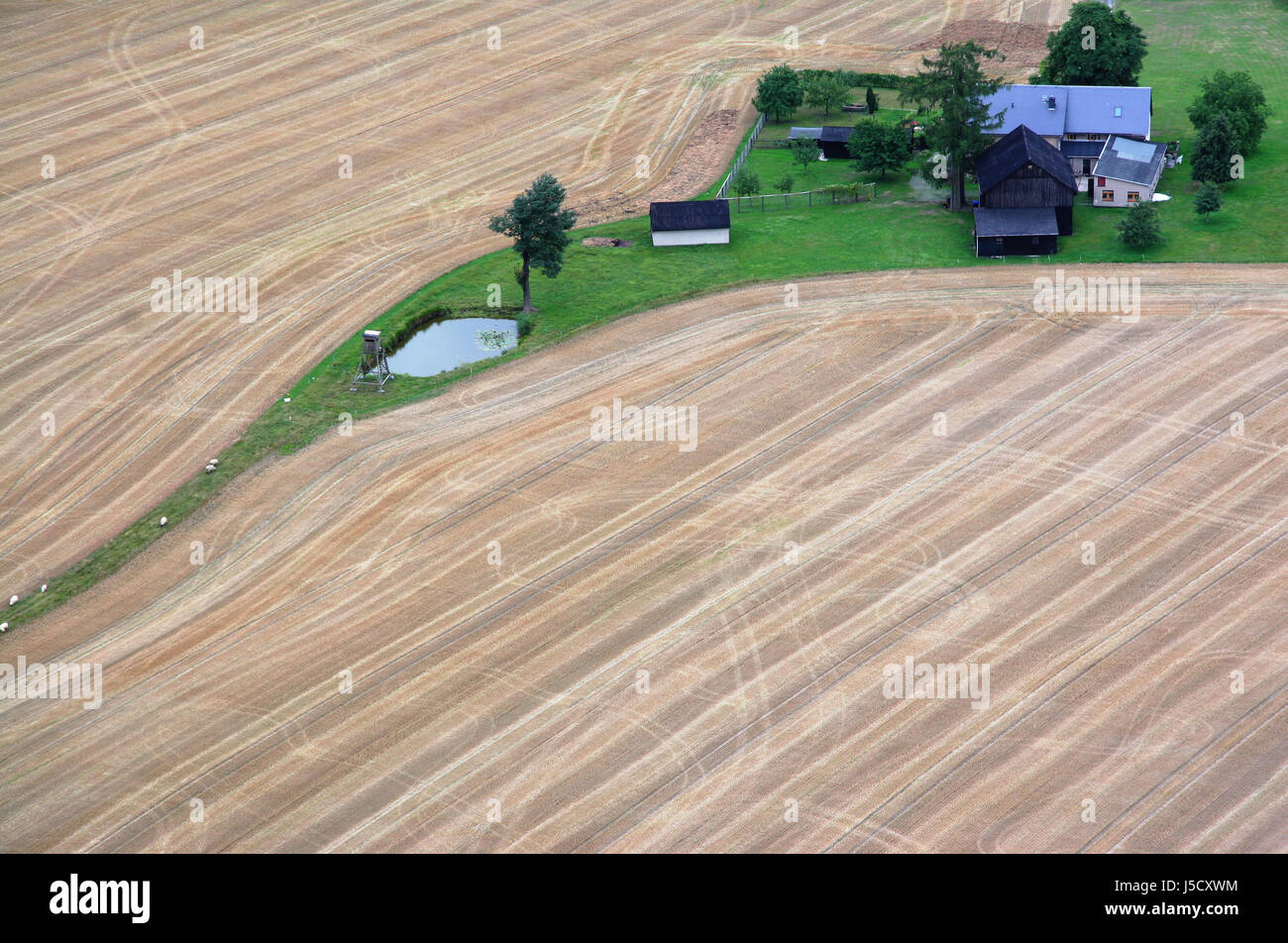 houses bucolic field summer summerly fields meadows landlive harvested ...