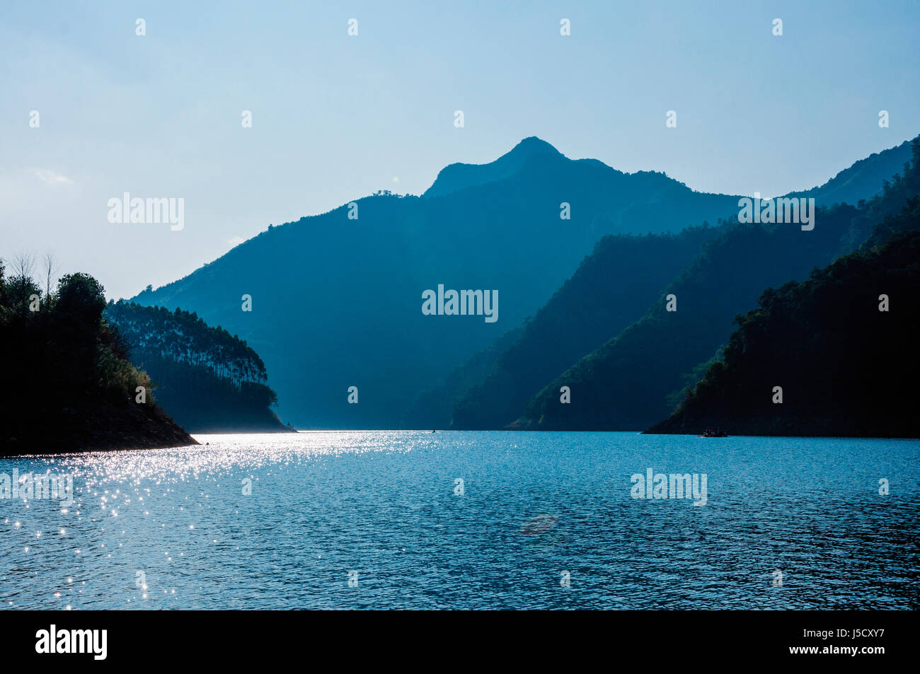 Beautiful reservoir scenery in summer Stock Photo - Alamy
