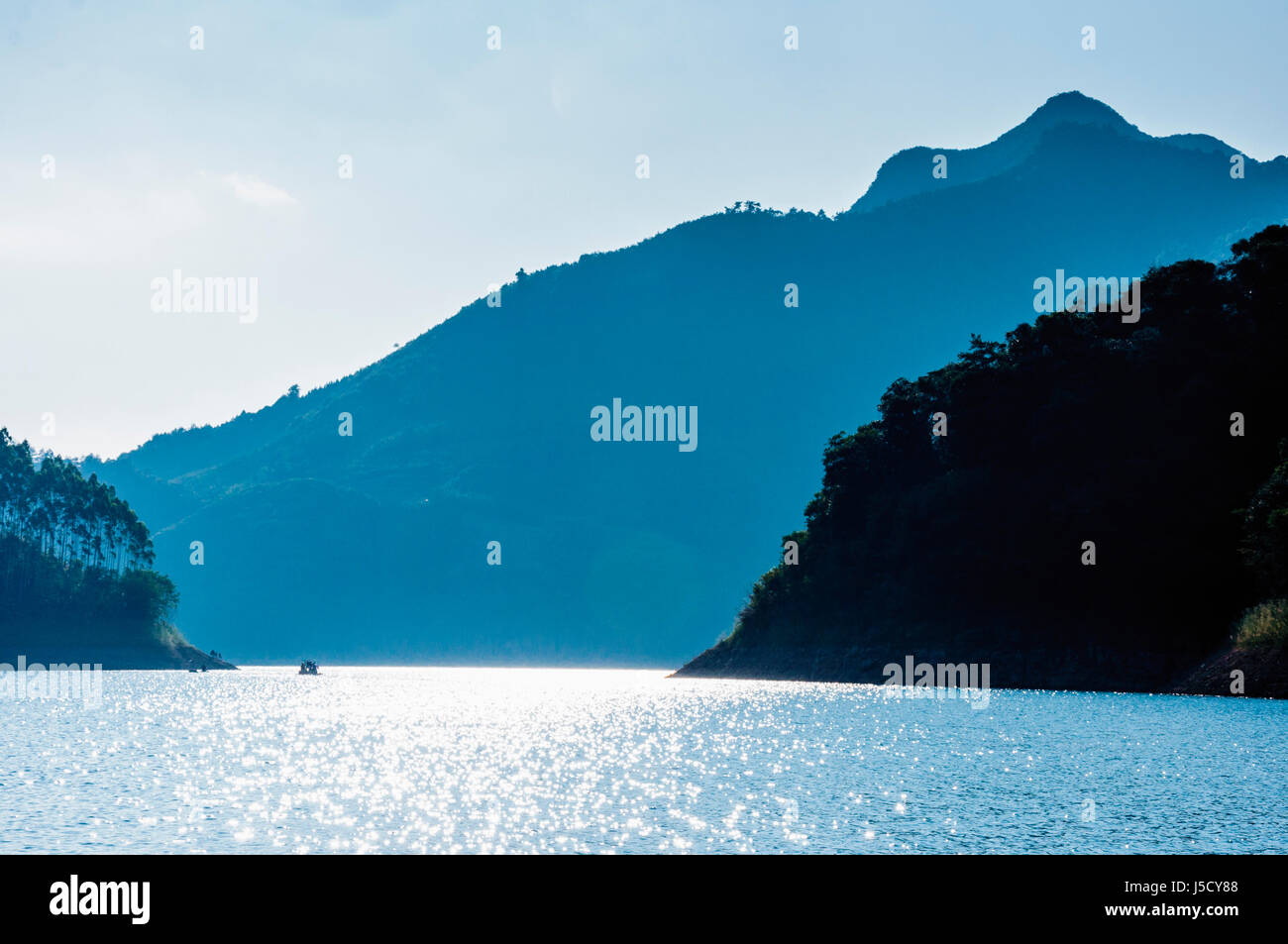 Beautiful reservoir scenery in summer Stock Photo - Alamy