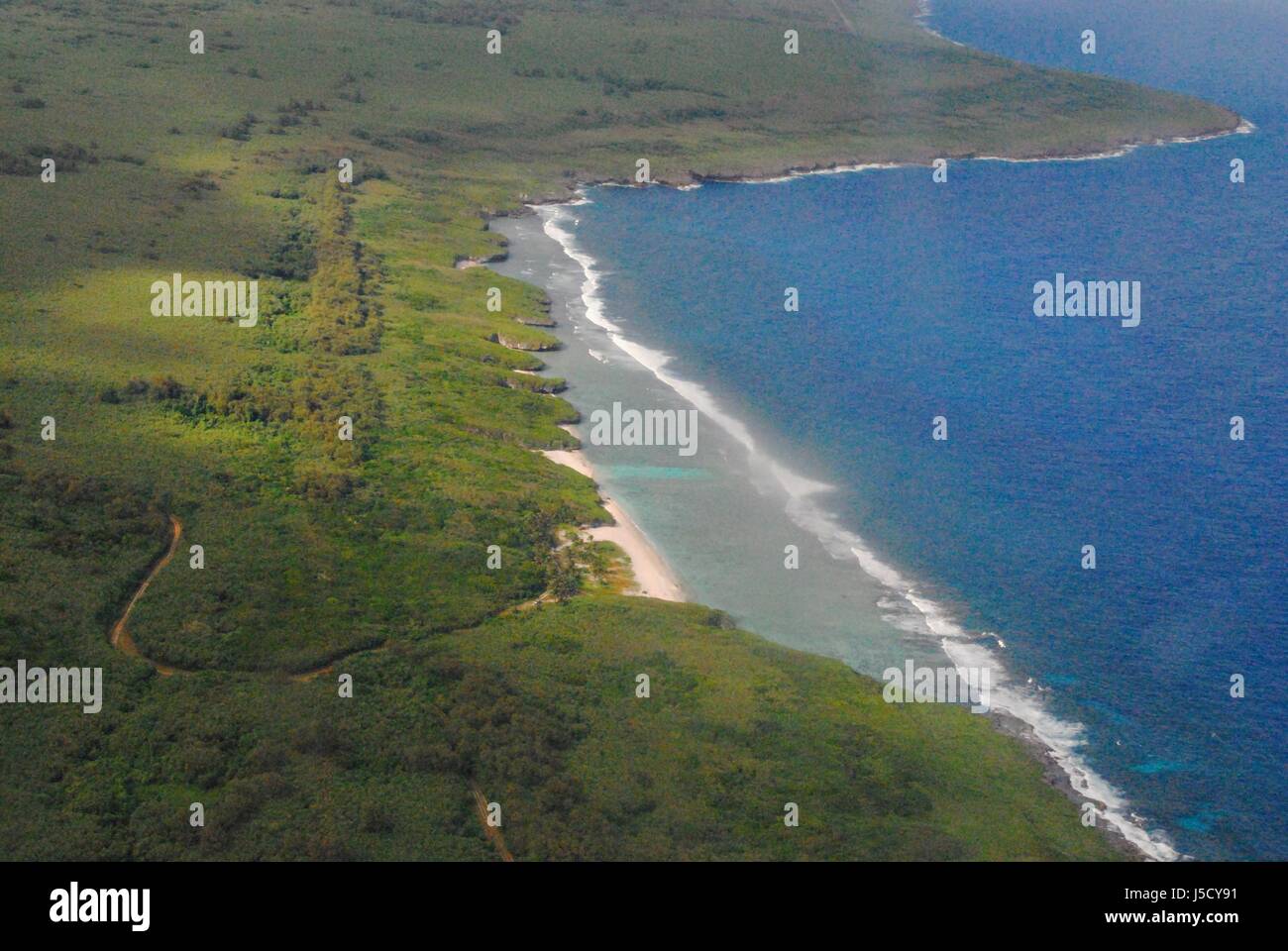 Picturesque aerial view of Tinian’s coast, Northern Mariana Islands ...