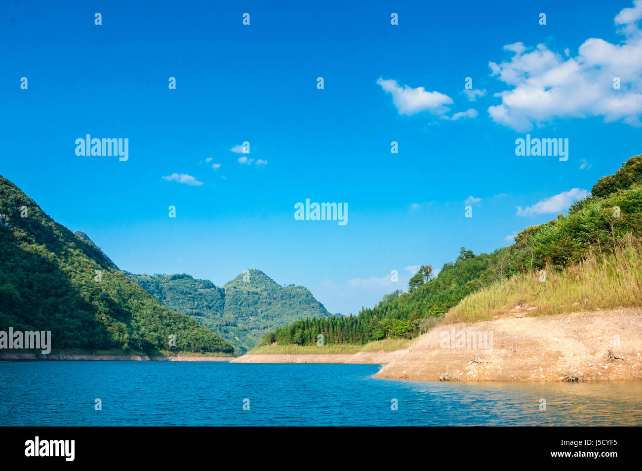 Beautiful reservoir scenery in summer Stock Photo - Alamy