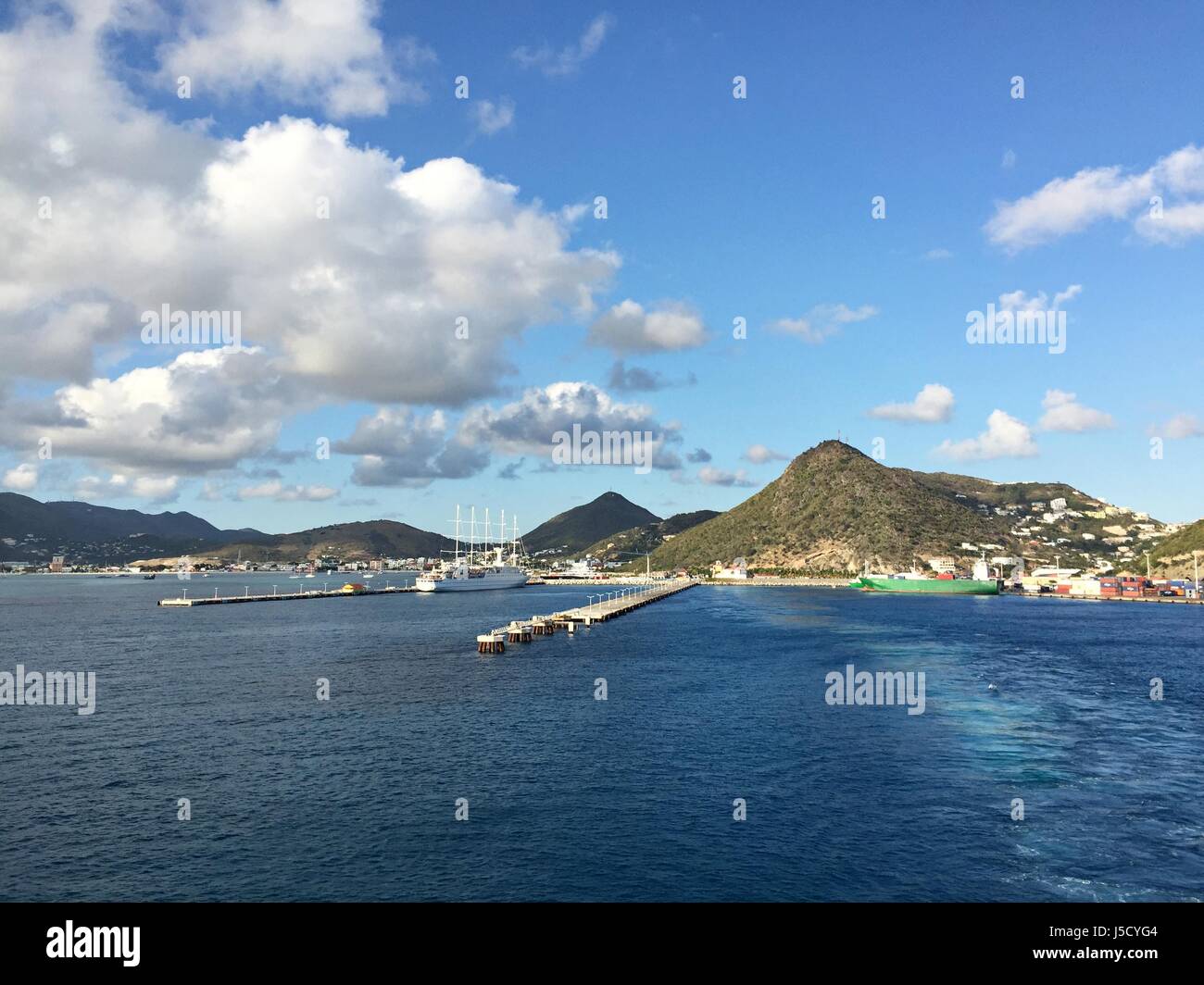 Approaching Philipsburg harbor in the island of St. Martin Stock Photo ...