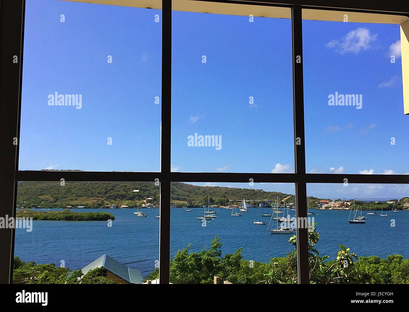 Amazing window view of Culebra lagoon, Puerto Rico Stock Photo - Alamy