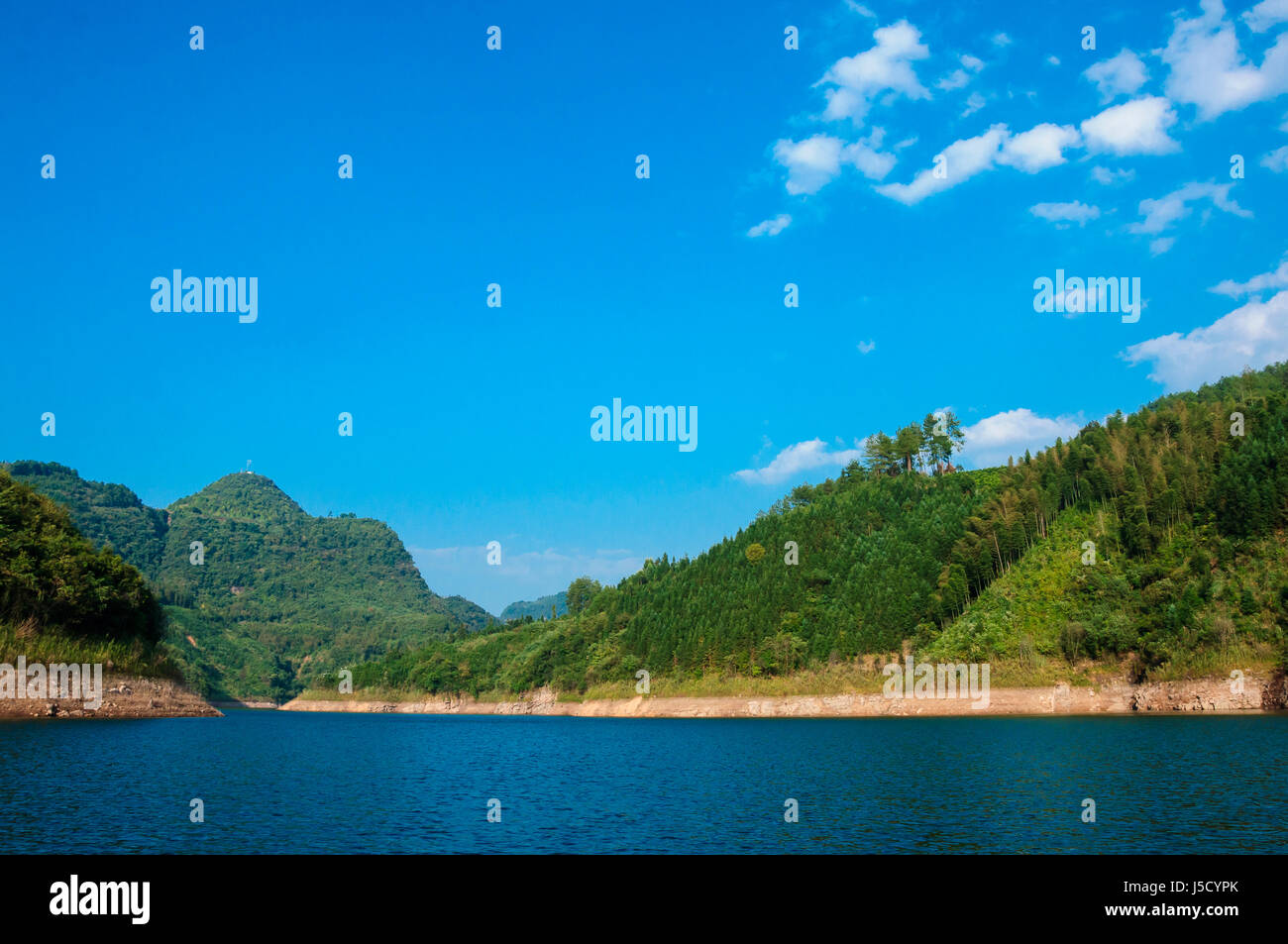 Beautiful reservoir scenery in summer Stock Photo - Alamy